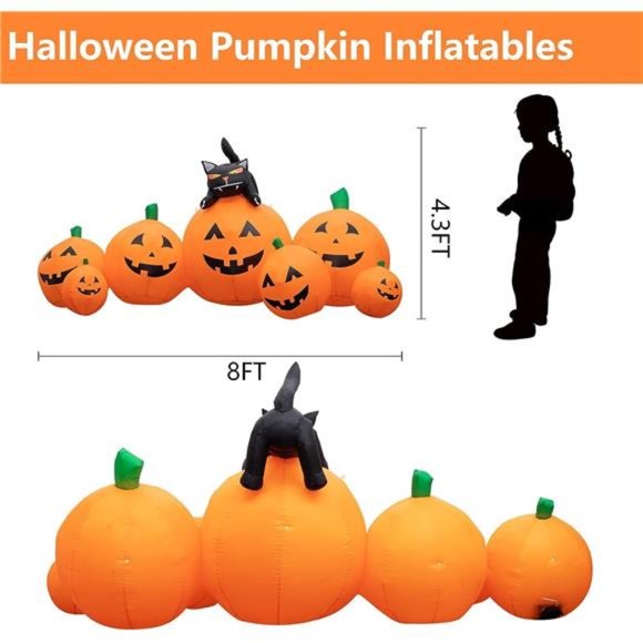 Holiday | Halloween Decoration 8 Ft Inflatable 7 Pumpkins Patch Lantern ...